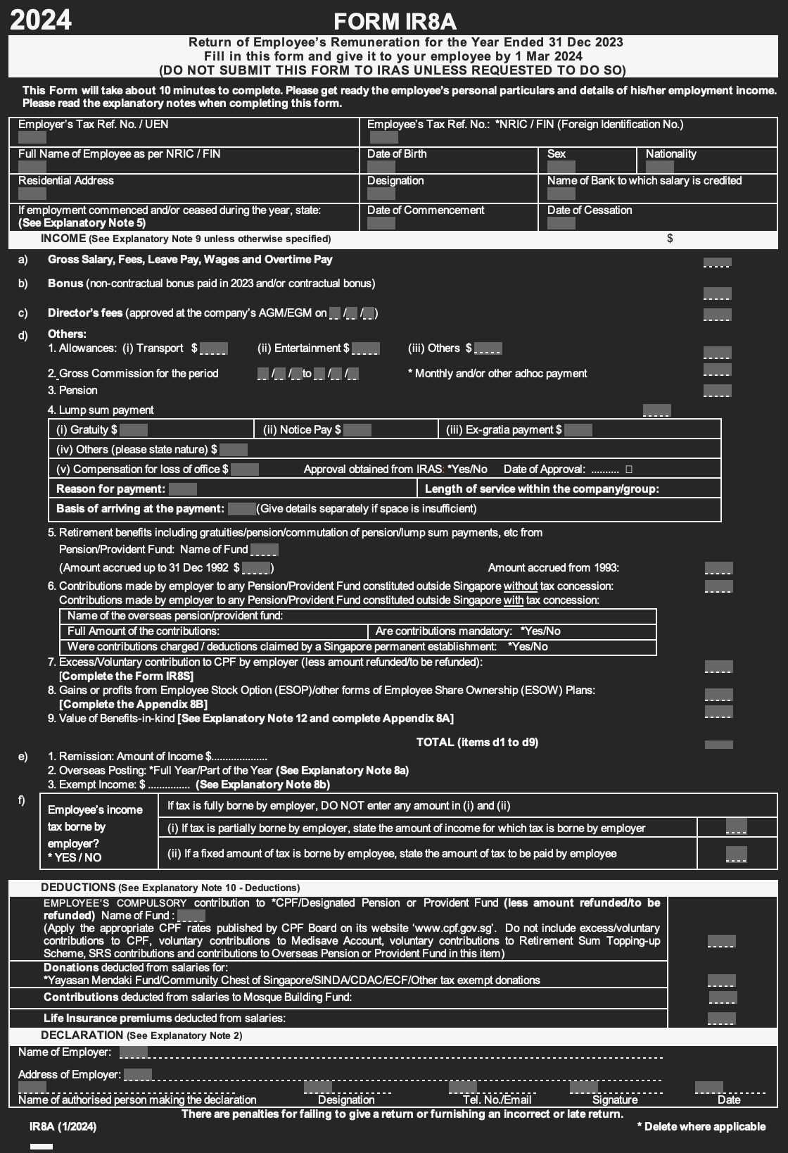 Direct IR8A submission from the Talenox Payroll module