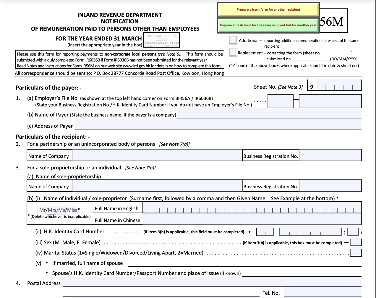What is the IR6036B Form in Hong Kong? | The Vox of Talenox