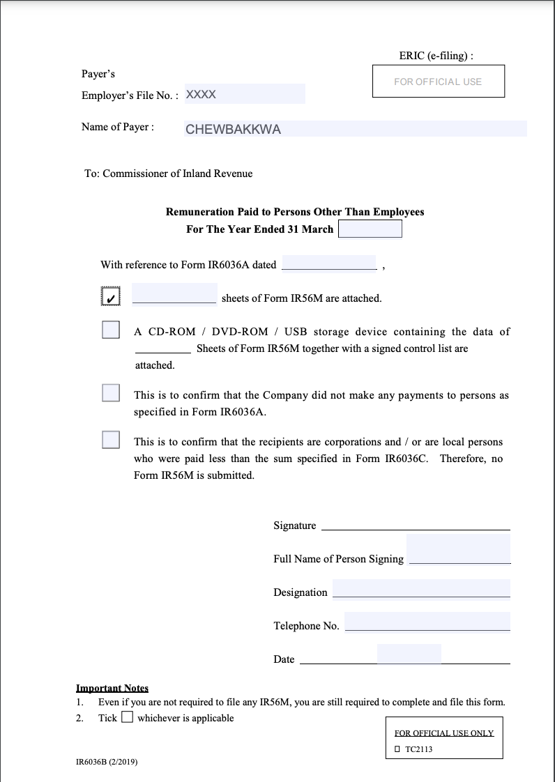 What is the IR6036B Form in Hong Kong? | The Vox of Talenox
